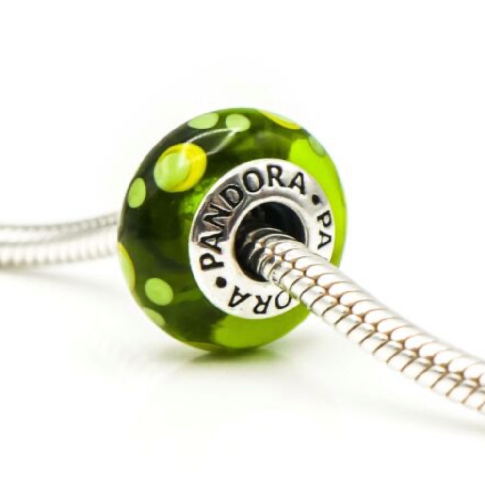 Authentic Pandora Murano Dark Green With Light Green … - Gem